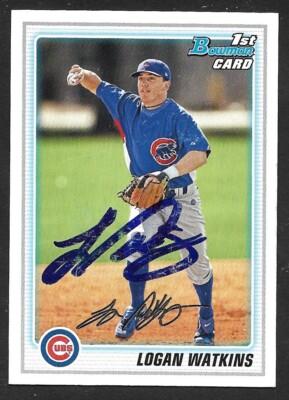 2010 BOWMAN BP 11 Logan Watkins CHICAGO CUBS SIGNED AUTOGRAPH AUTO COA ...