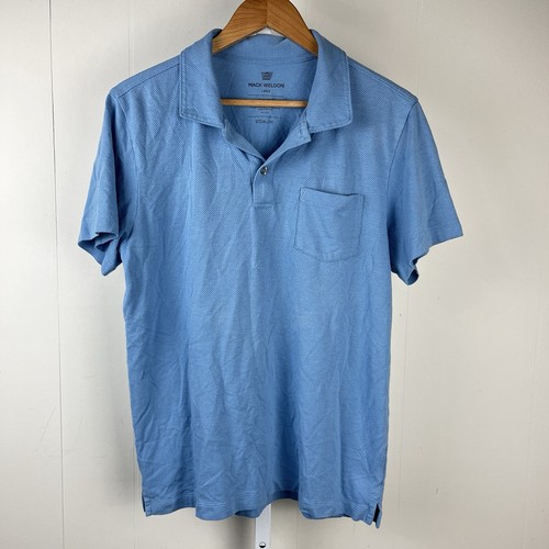Mack Weldon Polo Shirt Blue Airknit Breathable Short Sleeve Golf Mens ...