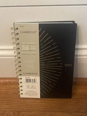 Mead Cambridge 2025 Calendar Planner Weekly New Year Fashion Black Gold ...