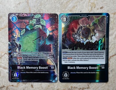 (2) Digimon Black Memory Boost Alt Alternate Art Regular Adventure Box ...