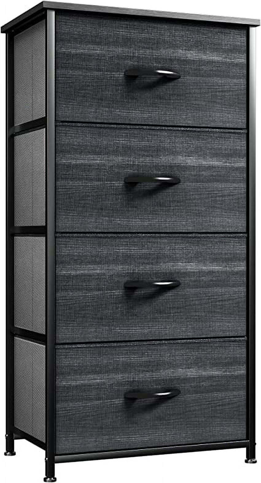 YINTATECH 4-Drawer Fabric Storage Tower Charcoal Black Wood Grain | eBay