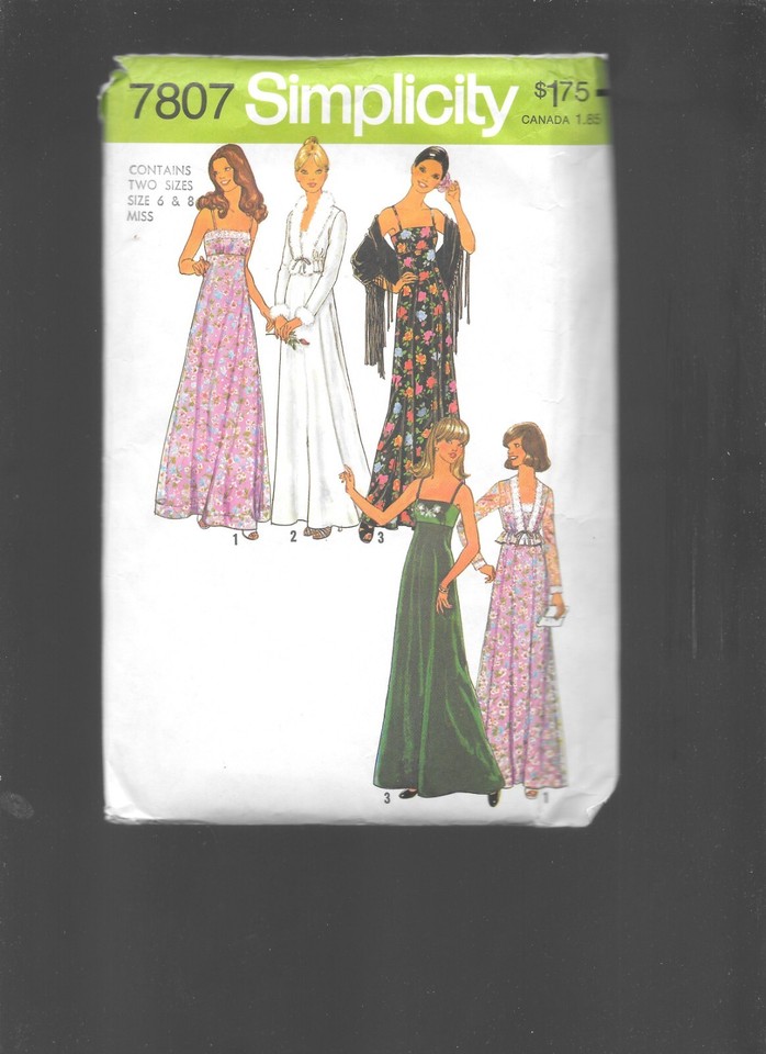 Vintage💐 1976 SIMPLICITY #7807 - LADIES RETRO EVENING - PROM DRESS ...