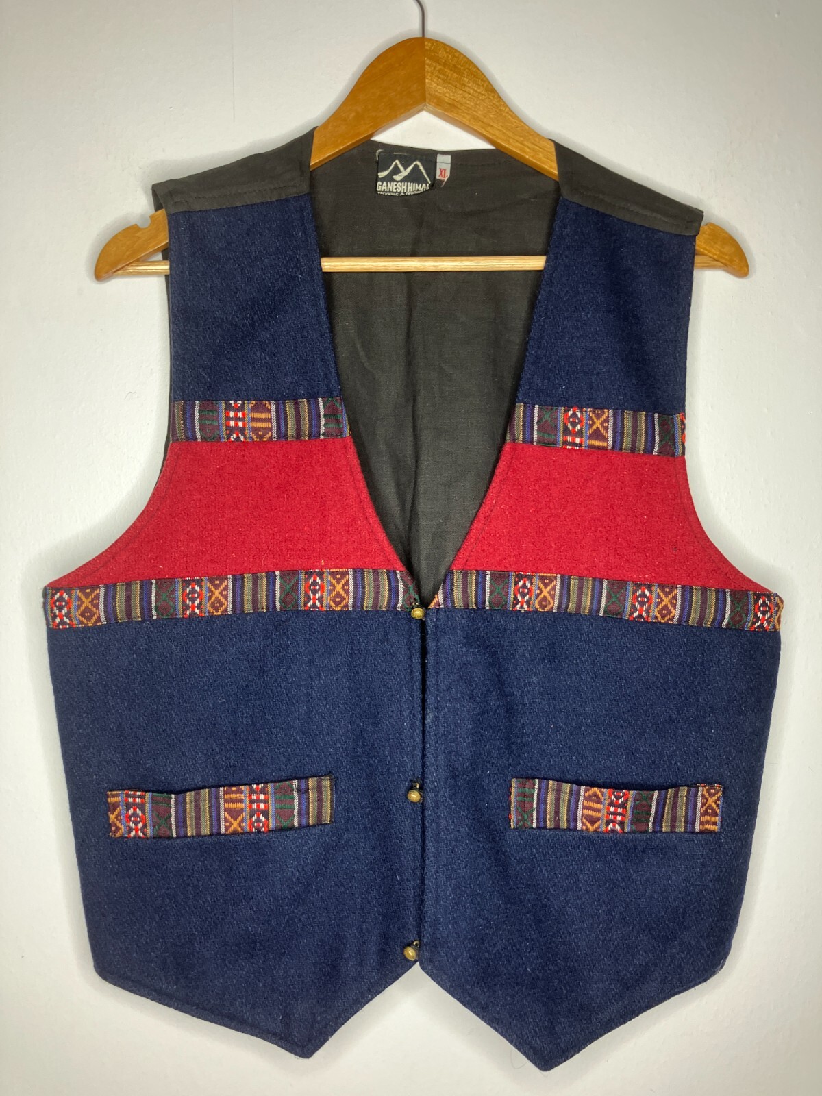 Ganesh Himal Wool Blend Vest Tribal Nepal Womens Size… - Gem