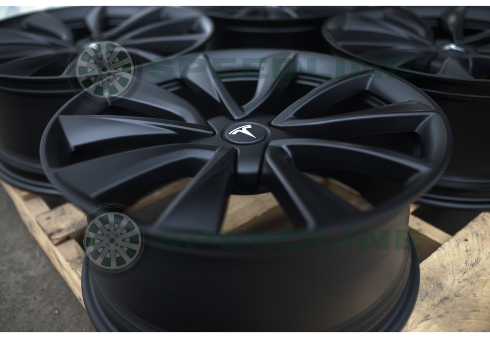 Tesla Model 3 Wheels SATIN BLACK 19" 19 INCH Rims Wheel Stiletto 2017 ...
