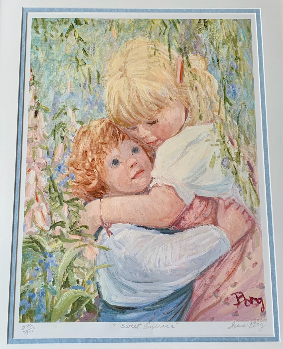 IRENE BORG Sweet Embrace Signed Print Lithograph Limited Edition Framed ...