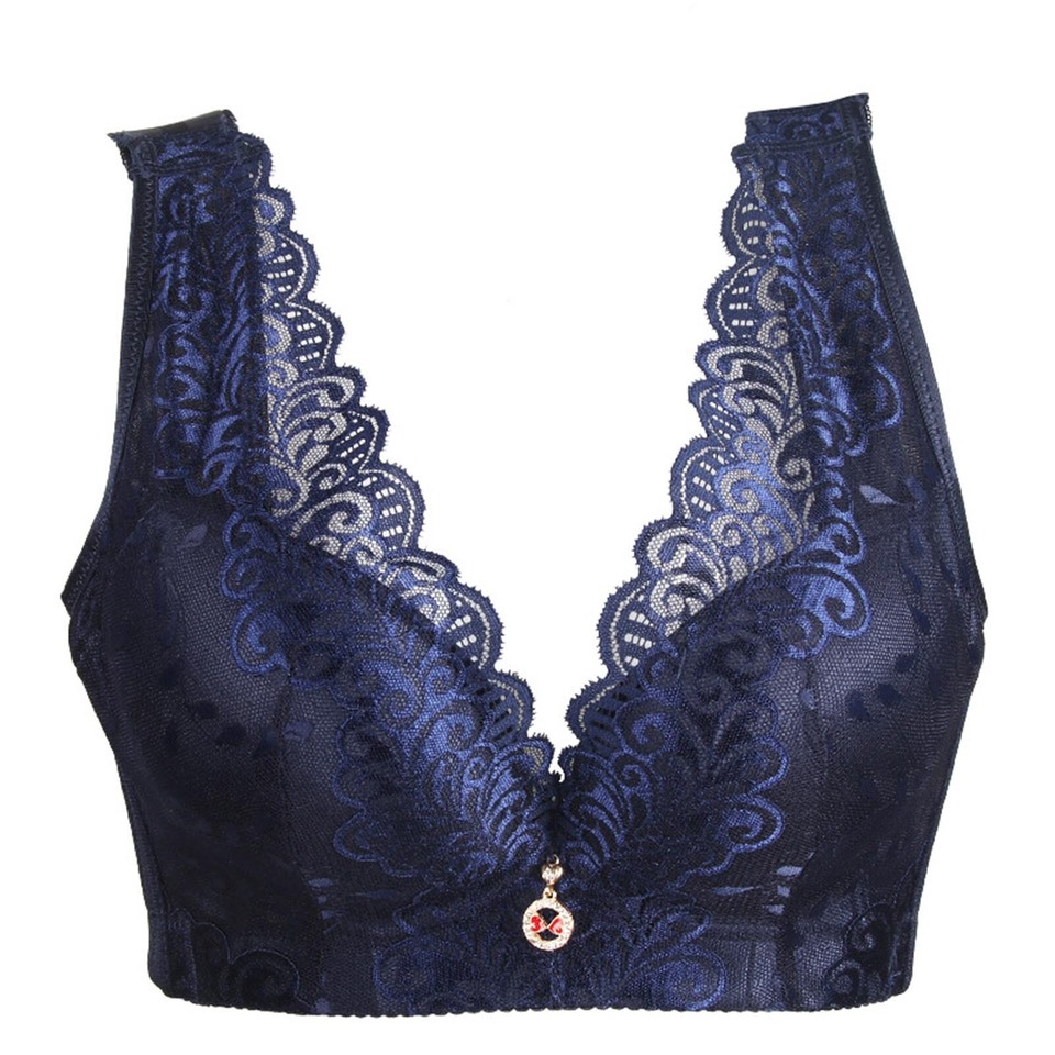 Women Plus Size Lace Bralette Push Up Support Plunge Deep V Bra 34-52 C ...