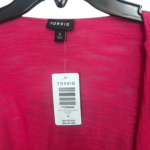 Torrid Slub Cardigan Size 6X Open Front Draped Pink Casual Lightweight ...