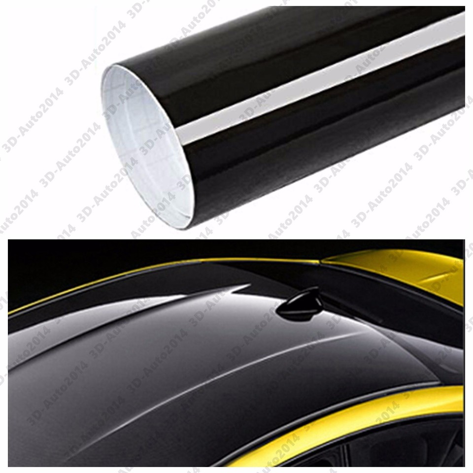 24" X 53" GLOSS BLACK Vinyl Film Wrap Sheet With Air Release Pockets ...