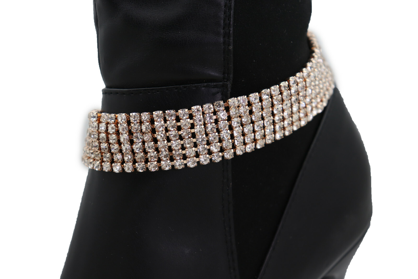 Women Gold Metal Chain Fashion Boot Bracelet Shoe Rhinestones Bling ...