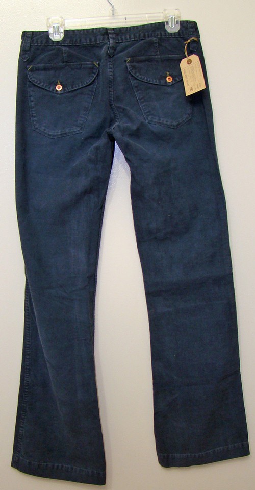 Earnest Sewn Garbo Navy Blue Corduroy Flare Trousers Slacks - Size 24 ...