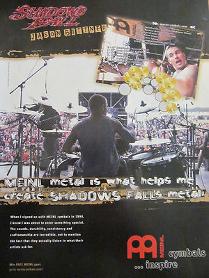 Shadows Fall, Jason Bittner, Meinl Cymbals, Full Page Promotional Ad | eBay