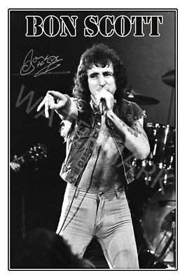 Bon Scott large autograph signed 12x18 inch poster - Top Quality | eBay