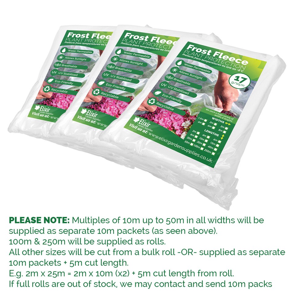 2m Wide Garden Frost Fleece | Cold Weather Winter Plant Warming | 5m ...