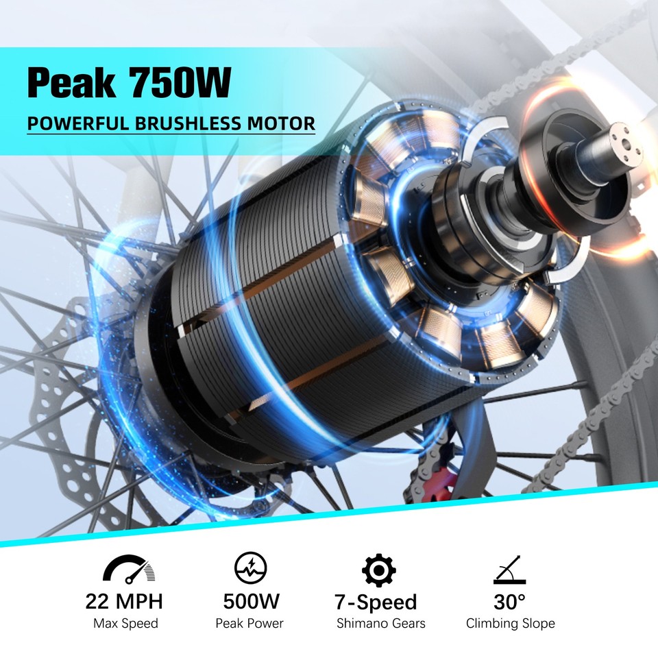 E-Bike 24'' Peak 750W Motor up to 70 Miles Light Weight Electric ...