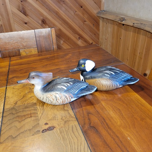 Casey Edwards Wood Carving Hooded Merganser Duck Decoy Pair Vintage ...