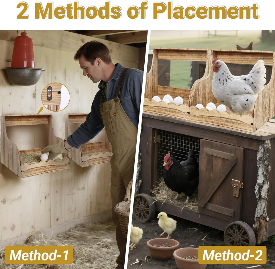 2-Pack Chicken Nesting Box, 2 Compartment Hen & Egg Laying Boxes, Easy ...