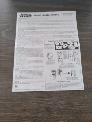 Solitaire Frenzy Card Game COMPLETE Jax 2002 By Makers Of Sequence Up 2 ...