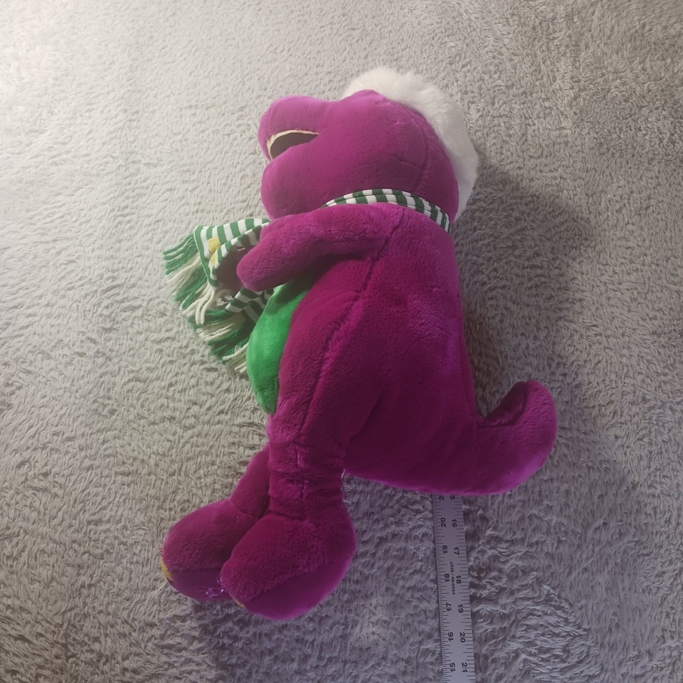 VTG 1992 Barney Christmas Plush 20" Holiday Dinosaur Green Scarf Hat ...