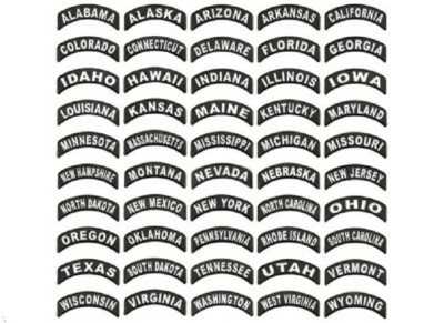 ALL 50 US STATE Top Rockers 4" x 1" iron on patches + Puerto Rico | eBay