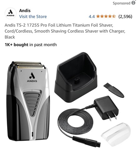 Andis Profoil Lithium Plus Titanium Double Foil Shaver TS-2 #17255 ...