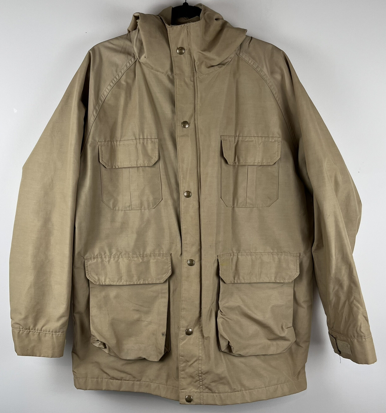Vintage Woolrich Mens Large Tan Anorak Rain Outdoor Jacket 1980s Full ...
