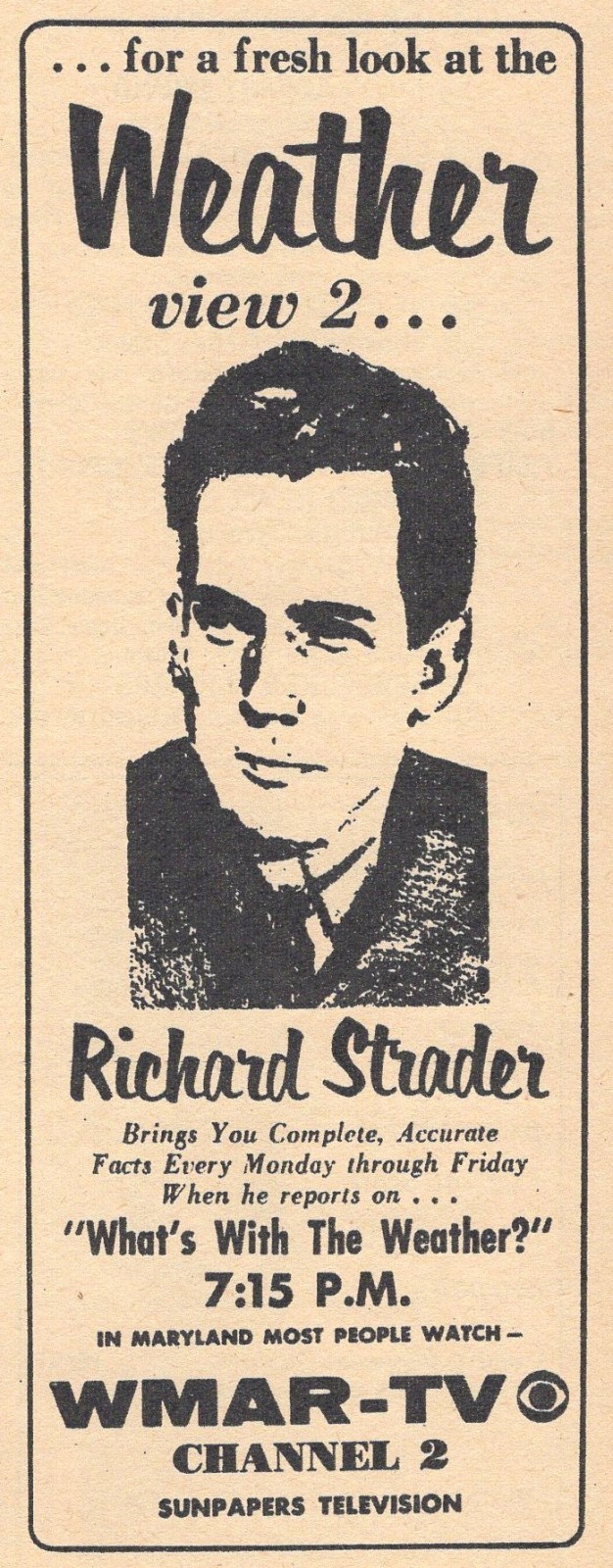 1965 WMAR TV AD~RICHARD STRADER~WEATHER BALTIMORE,MARYLAND ...