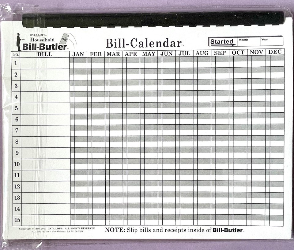 💵BILL-BUTLER HOLDER Household Bill Organizer. #1815 NIP Organize Bills ...