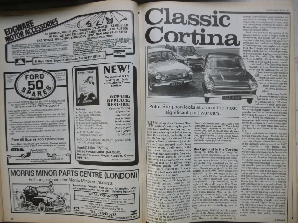 PC 87/10 FORD CORTINA MK1 MGA TRIUMPH SPITFIRE HERALD TRs JAGUAR MK2 VW ...