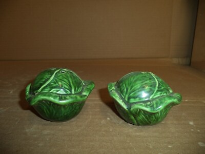 Cabbage Salt and Pepper Shakers Green Ceramic Vintage 3 Dimentional | eBay