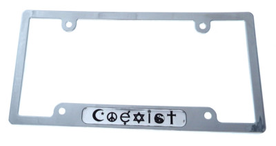COEXIST Flag car License Plate Frame plastic chrome plated tag holder ...