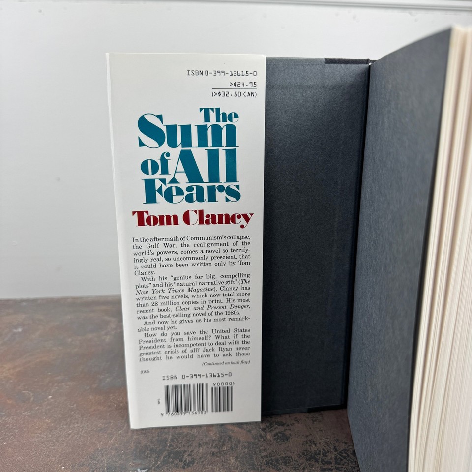 THE SUM OF ALL FEARS Tom Clancy HARDCOVER w/ DJ FIRST 1st - 1991 | eBay