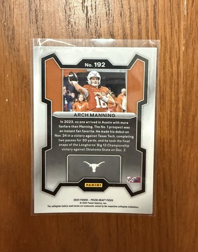 2024 Panini Prizm Draft Picks Rated Prospect Arch Manning #192 | eBay