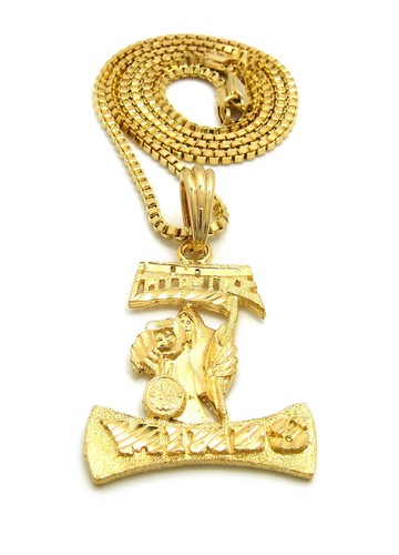 New Hip Hop Small Hypnotize Minds Pendant & 20" 2mm Box Chain 14K Gold ...