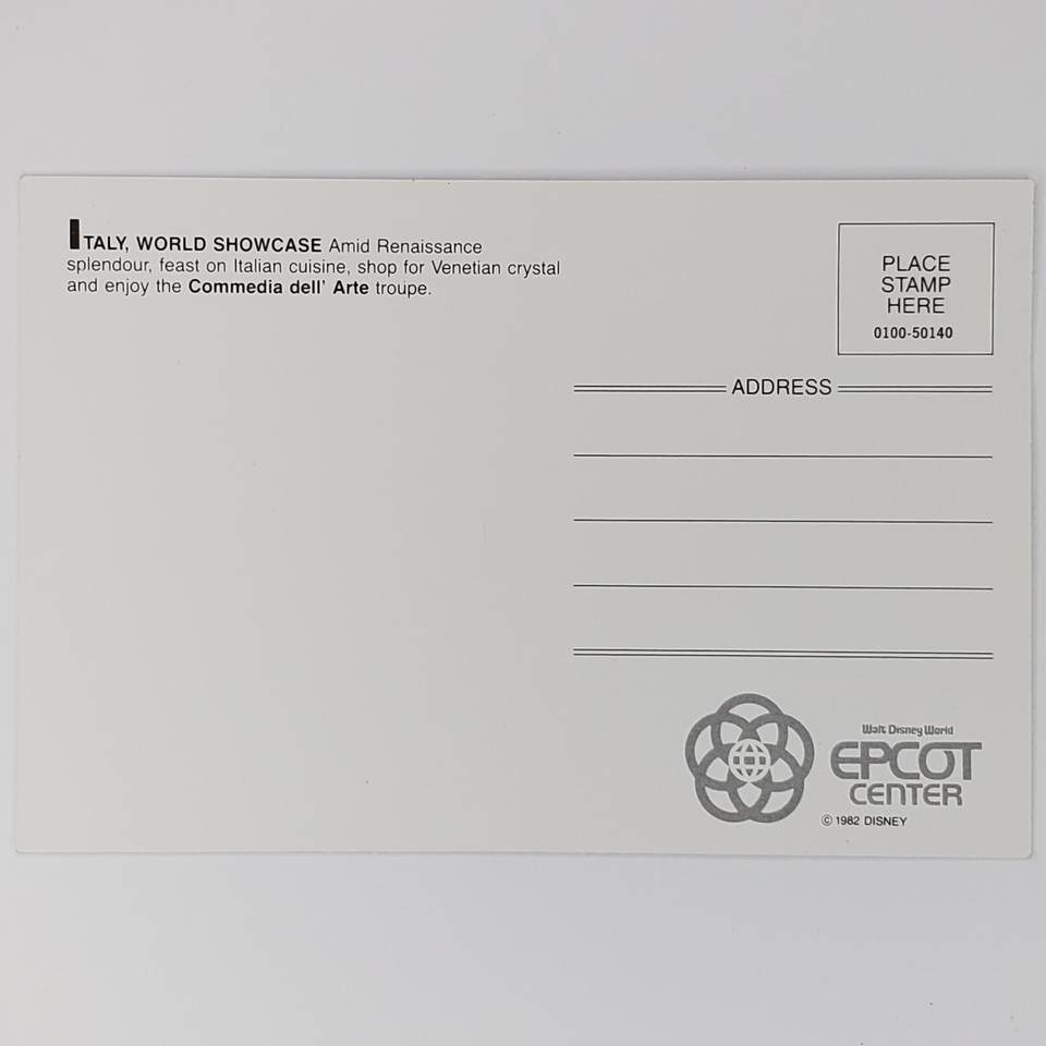 EPCOT Center Postcard Italy Pavilion 1982 World Showcase Walt Disney ...