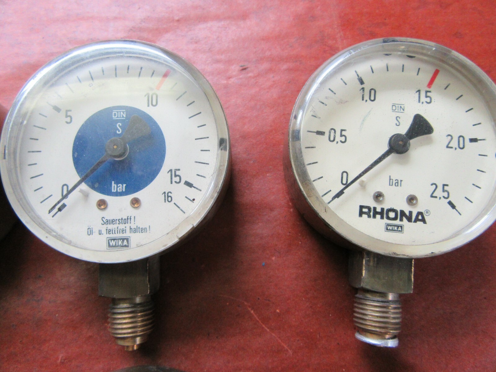 8 x Manometer Acetylen RHÖNA WIKA Sauerstoff Autogen Schweißen #A65 ...