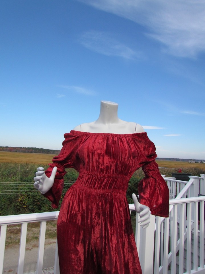 NEW L PYRAMID COLLECTION velvet peasant dress Renn wench medieval rust ...
