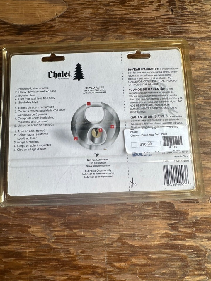 #1031* - Chalet Padlock Double Pack Keyed Alike High Security Disc ...