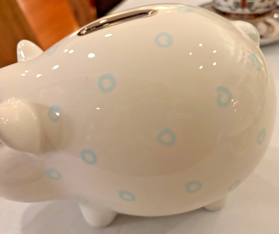 New - Tiffany & Co. Small White and Blue Circle Pig Ceramic 9" Coin ...