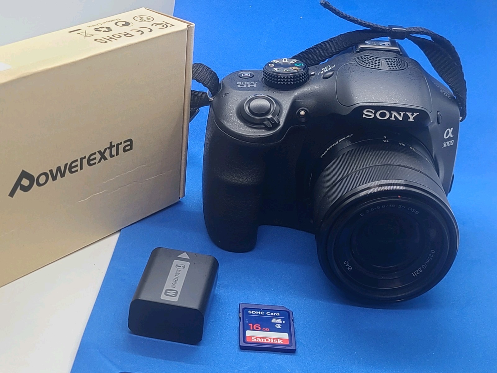 SONY ILCE-300 Camera 20.1MP + SONY SEL1855 Lens, 16GB SD, 3x Batteries ...