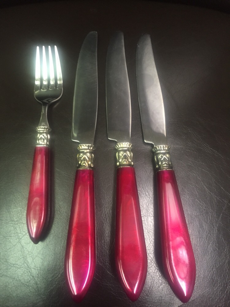 Wallace 18/10 Red Handle Flatware 4 pieces | eBay