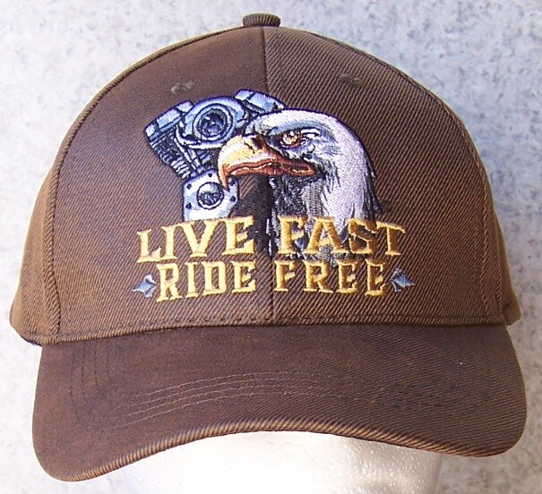 Embroidered Baseball Cap Motorcycle Biker Live Fast Ride Free NEW 1 ...