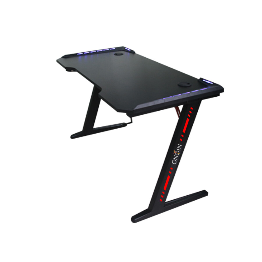 LED Gaming Desk Black Gaming Racing Computer Workstation Home office ...