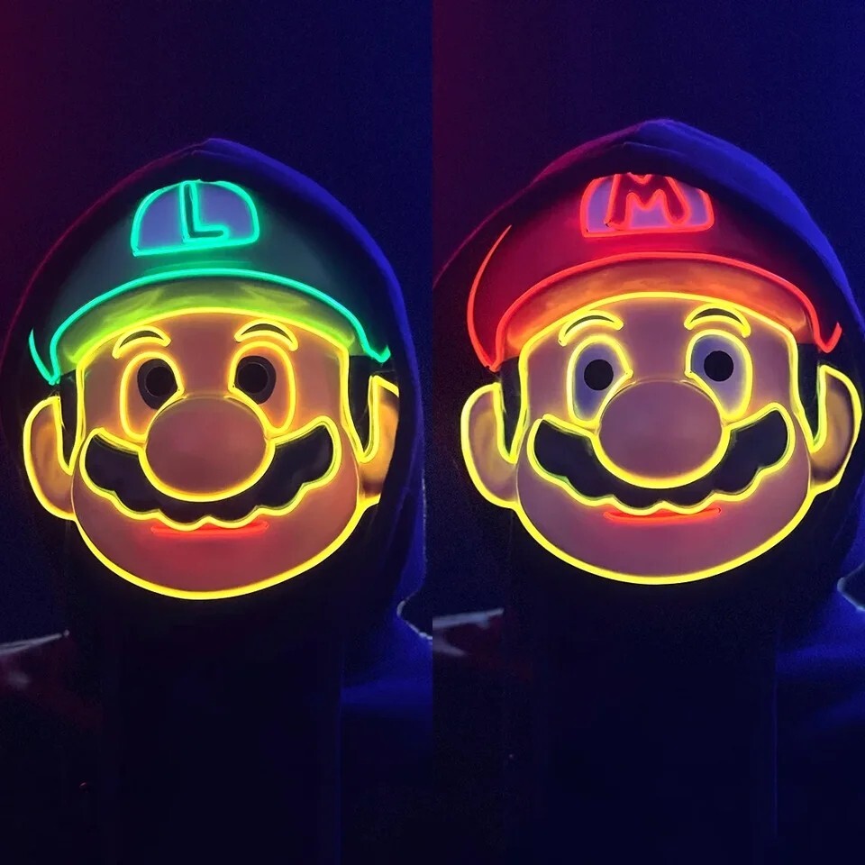 Super Mario Lot 2 Masques Luigi Mario Led Cosplay Déguisement Carnaval ...