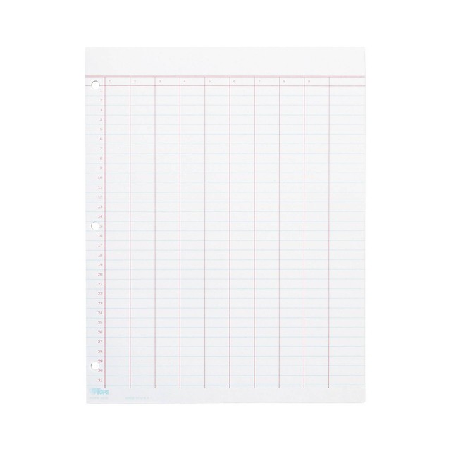 Tops 3619 Data Pad With Numbered Column Headings Wide Rule Ltr White 50 ...