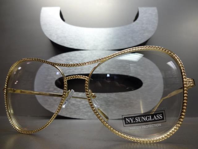 CLASSIC Elegant VINTAGE RETRO Style Clear Lens EYE GLASSES Gold Fashion ...