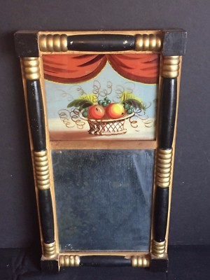 Antique Federal Split Column Mirror w/ Reverse Painting on Glass | eBay