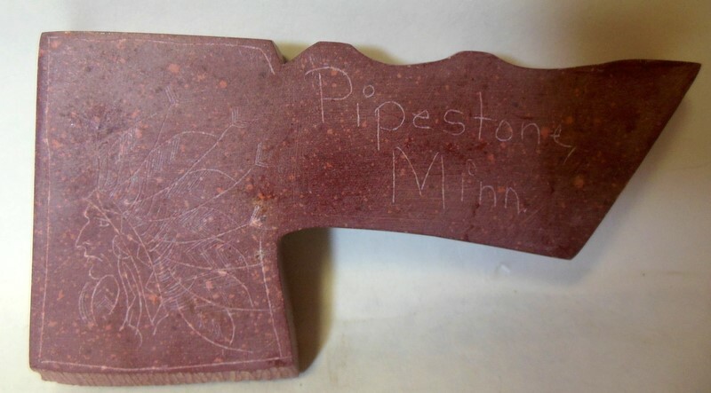 Vintage Native American Indian PIPESTONE Tomahawk Hatchet MN Etched ...