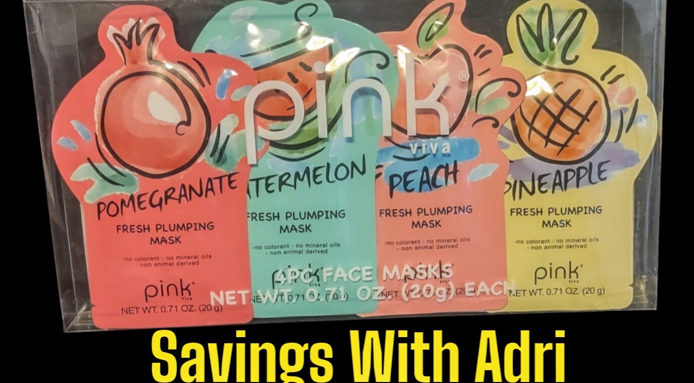 FACE MASKS PINK VIVA FRESH PLUMPING 4 Pc. POMEGRANATE WATERMELON PEACH ...