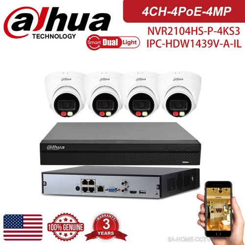 Cheap Dahua 4CH 4MP Home safe camera security system Dual Light full ...