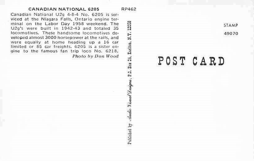 Canadian National U2g 4-8-4 No.6205 Service to Niagara Falls,Ontario ...